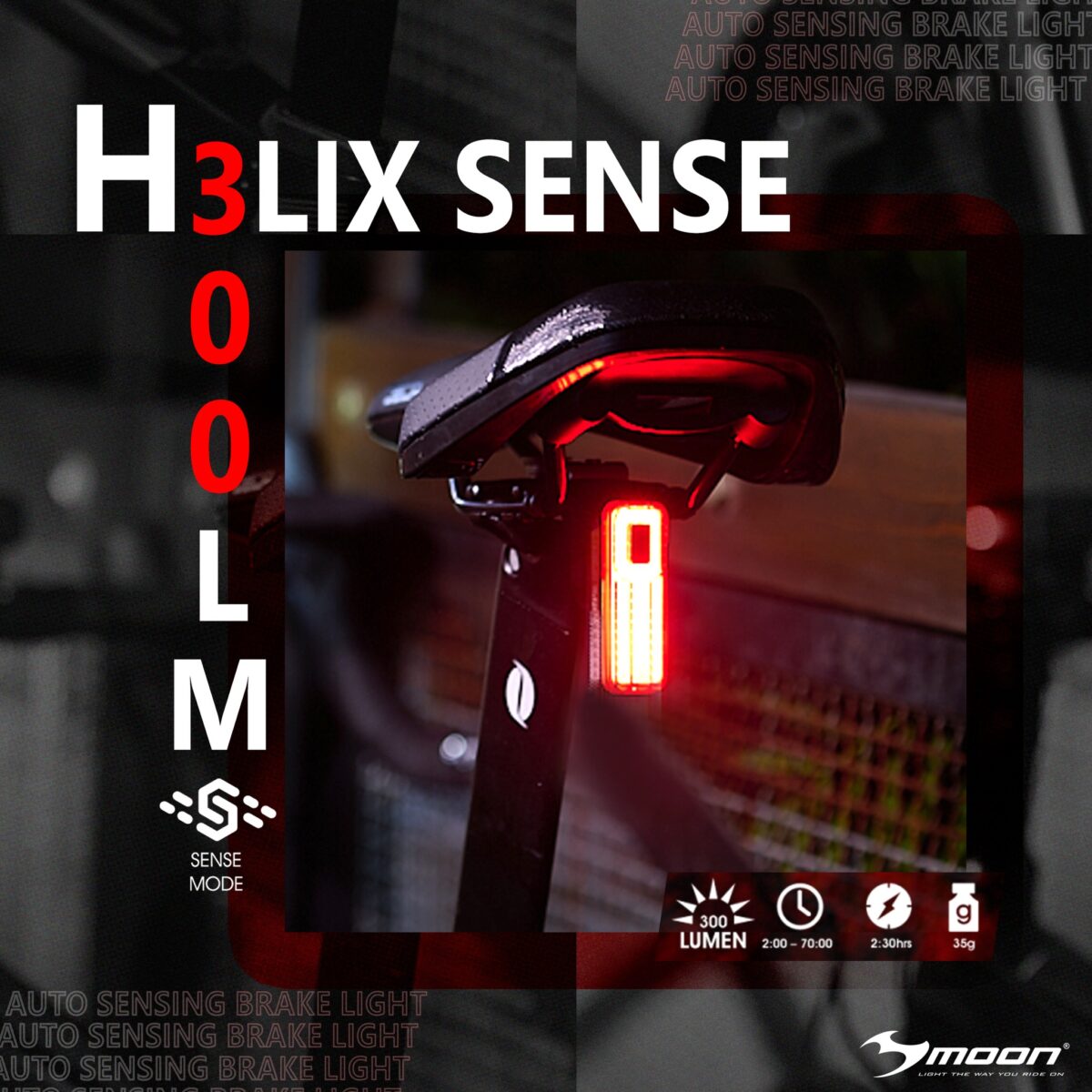 ไฟท้าย MOON HELIX SENSE 300 LUMENS ไฟท้ายจักรยานอัจฉริยะ - Saengthong